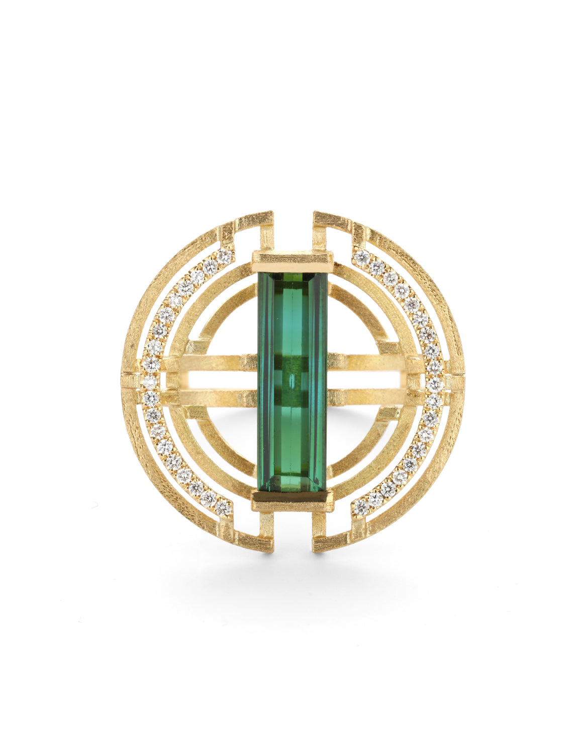Tourmaline and Diamond Arc Circle Ring – Shimell and Madden