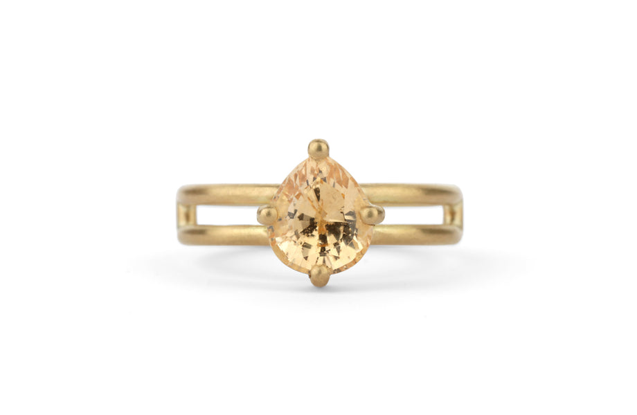 Peach Sapphire Pearshape Split Solo Ring – Shimell and Madden