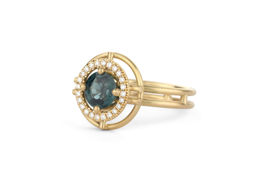 Teal Two Halo Compass Ring – Shimell and Madden