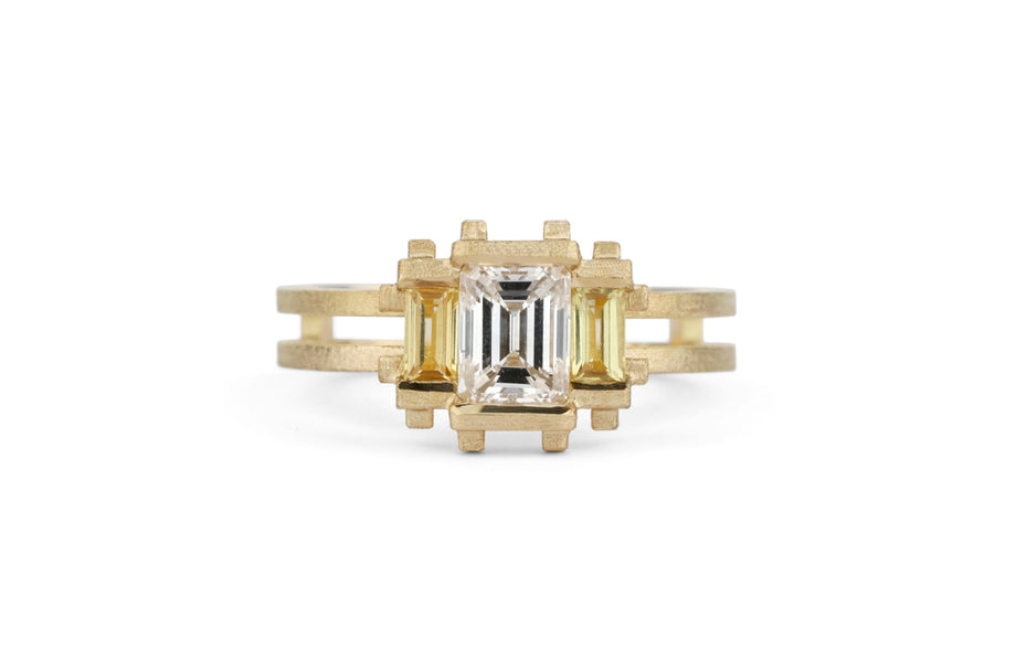 Diamond and Sapphire Three Stone Parallel Ring – Shimell and Madden